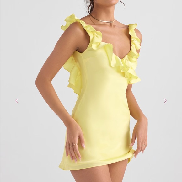 House of CB | Dresses | House Of Cb Tink Buttercup Satin Ruffle Open ...